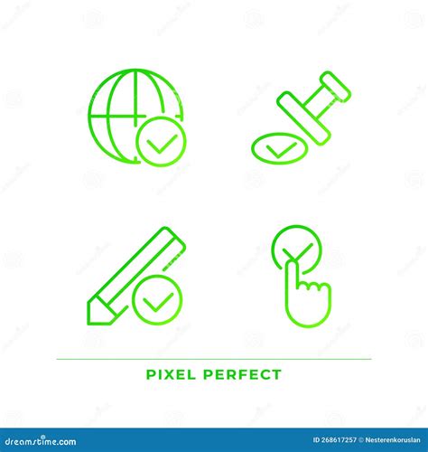 Checkmarks For Data Approvement Pixel Perfect Gradient Linear Vector Icons Set Stock Vector
