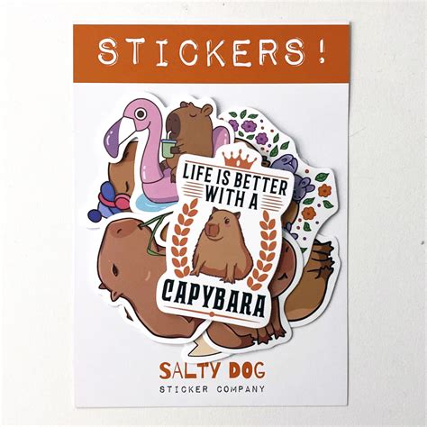The Cute Capybara One Capybara Sticker Pack Cute Cappy Etsy