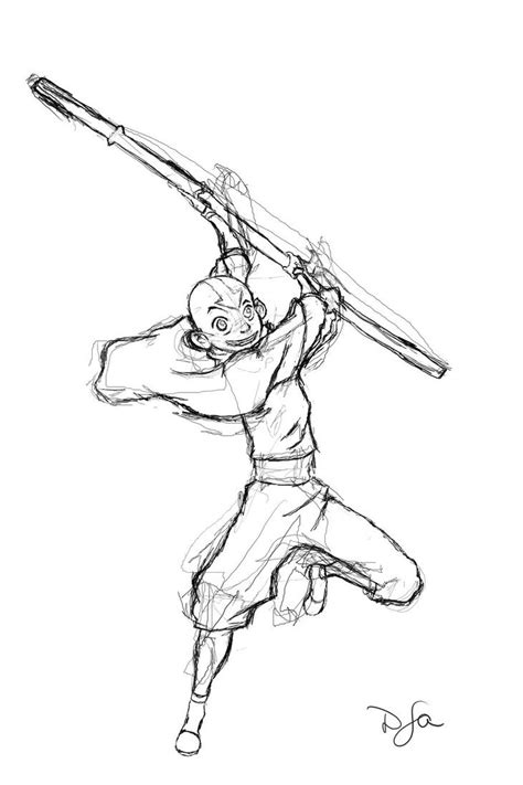 Avatar Aang Sketch By David J Addante On Deviantart