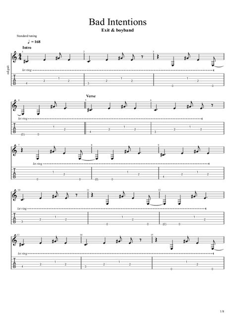 Boyband Bad Intentions Tab And Chords Exit
