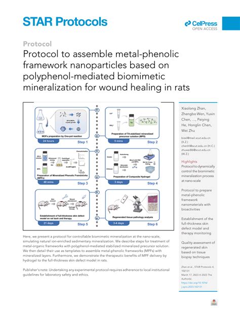Pdf Protocol To Assemble Metal Phenolic Framework Nanoparticles Based
