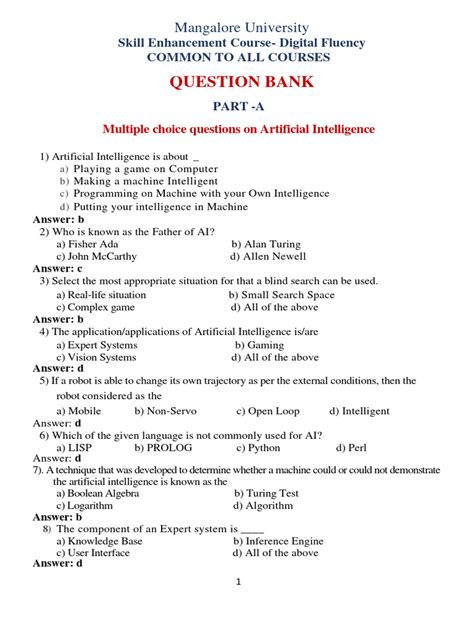 Question Bank Digital Fluency Pdf Internet Of Things Artificial
