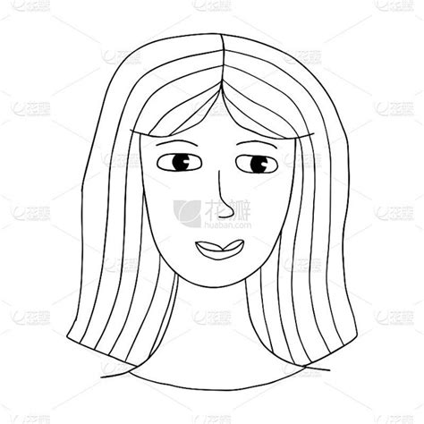 可爱的卡通抽象涂鸦女孩肖像孤立在白色背景。