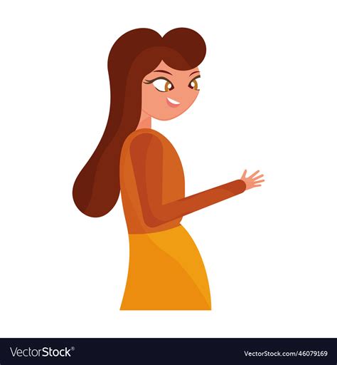 Isolated Colored Cute Flat Girl Character Vector Image