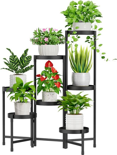 IDavosic Ly 7 Tier Metal Plant Stand For Indoor Outdoor Foldable