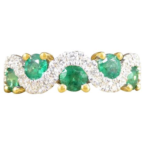 Emerald And Diamond Lazy River Ring In 18ct White Gold For Sale At 1stDibs