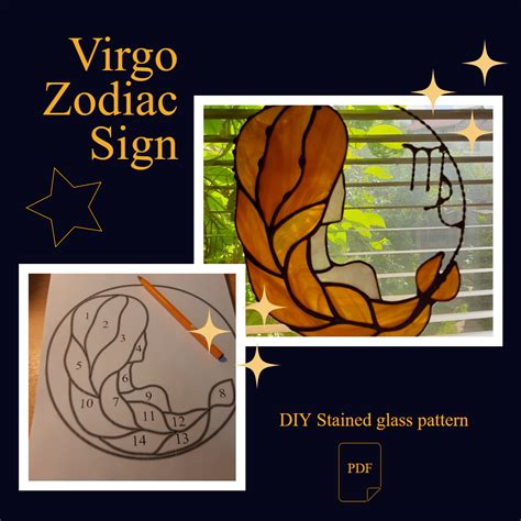 Virgo Zodiac Sign Digital Download Stained Glass Pattern Inspire