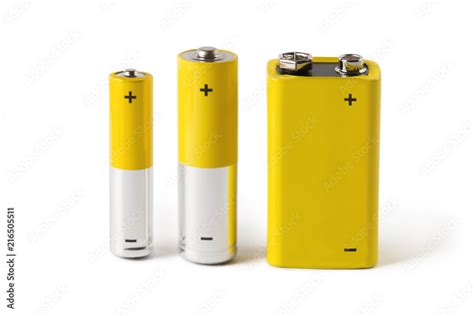 Three batteries (AAA, AA and PP3), isolated on white background Stock ...