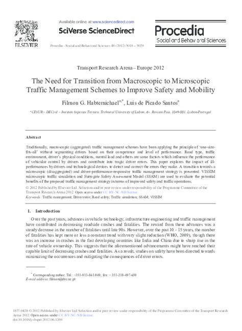 Pdf The Need For Transition From Macroscopic To Microscopic Traffic