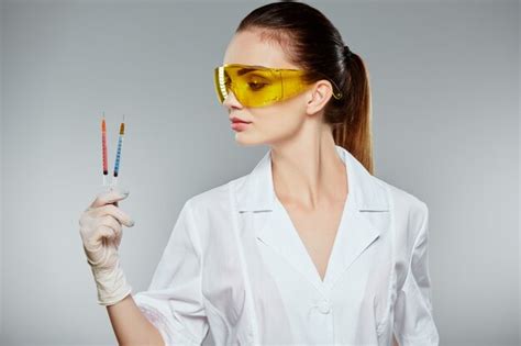 Premium Photo Female Doctor With Brown Hair And Nude Make Up Wearing