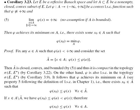 Real Analysis Question About The Proof Of The Fact That Minimum Is Attained For A L S C