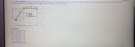 Solved Use The Unit Lood Method To Compute The Horizontal Chegg Com