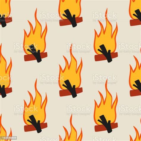 흰색 배경에 고립 된 아름다운 모닥불은 원활한 패턴 벡터 일러스트레이션입니다 가연성에 대한 스톡 벡터 아트 및 기타 이미지 가연성 노랑 디자인 Istock