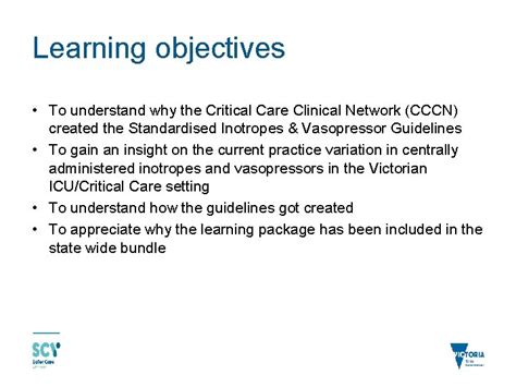 Standardised Inotrope Vasopressor Guidelines Project Background