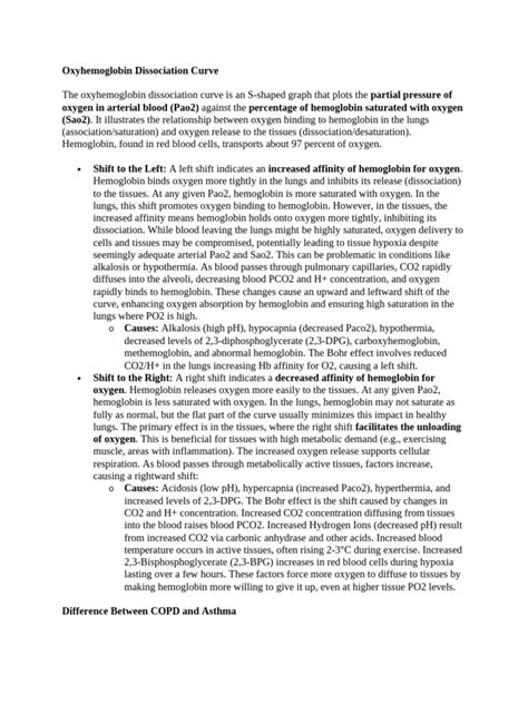 Oxyhemoglobin Dissociation Curve Pdf Respiratory Tract Lung