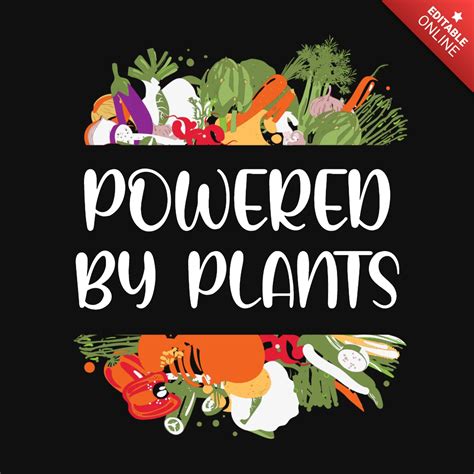 Шаблон дизайна футболки Vegan Powered By Plants Бесплатный шаблон дизайна
