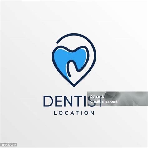 라인 아트 스타일과 명함 디자인 템플릿 치아 관리 위치 지도 포인트 핀 프리미엄 디자인이 있는 치과 의사 위치 로고 치과 의사에 대한 스톡 벡터 아트 및 기타 이미지