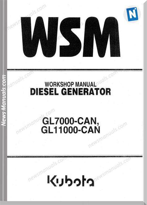 Kubota Diesel Generator Gl7000 Gl11000 Workshop Manual