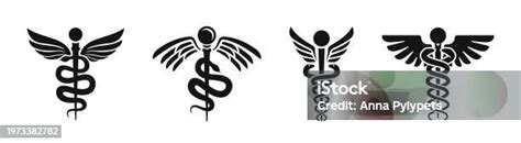 의학 벡터 아이콘입니다 Caduceus 벡터 아이콘입니다 의료 뱀 로고입니다 의료 기호 약국 로고타입 로고에 대한 스톡 벡터