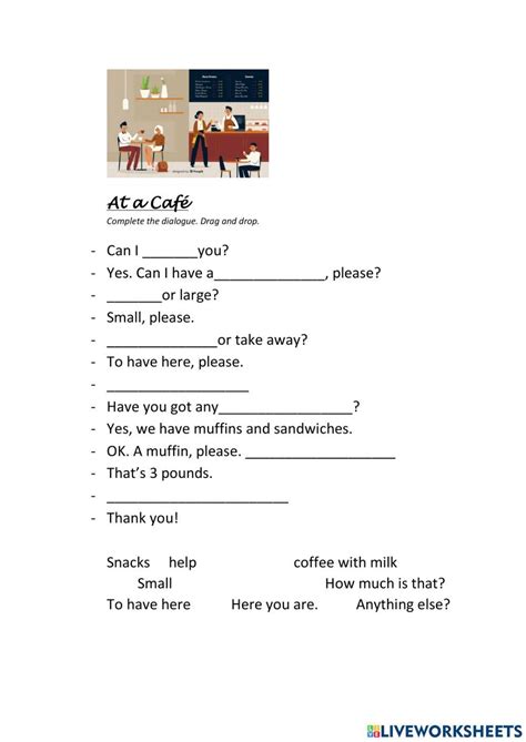 At A Cafe Online Exercise For Live Worksheets