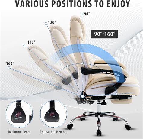Comermax Sillas de oficina reclinables con reposapiés soporte lumbar silla de escritorio