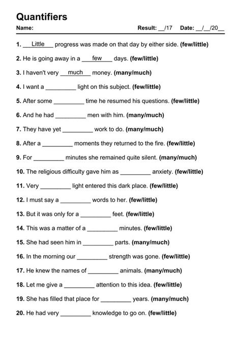 Quantifiers Exercises Pdf Worksheet 1 Linking Verbs Linking Verbs Worksheet Verb Worksheets