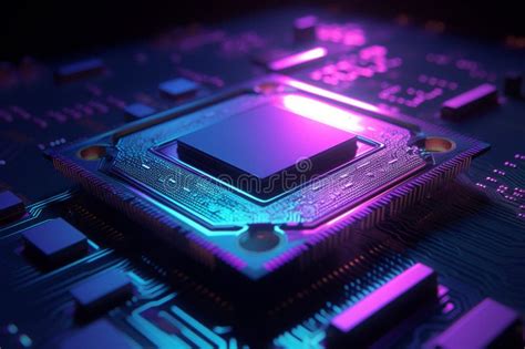 Procesador De Microchips Muy Avanzado Con Una Serie De Luces Azules Y