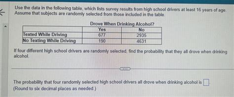 solved use the data in the following table which lists survey results