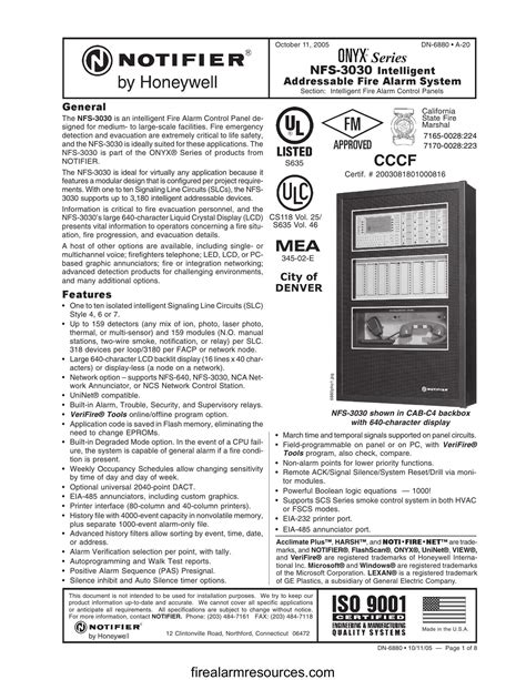 Notifier Onyx Series Nfs 3030 Intelligent Addressable Fir Download
