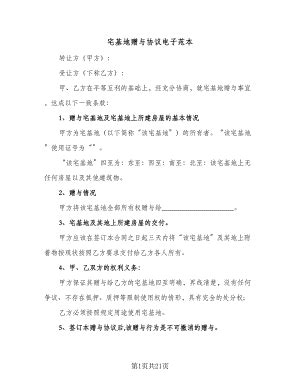 宅基地赠与协议电子范本十篇 doc