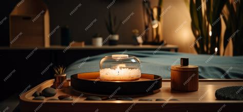 Premium Photo Relaxing Oasis With An Aroma Diffuser And Candle Tray