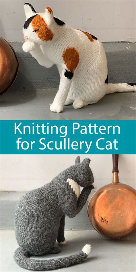 Knitting Pattern For A Knitted Toy Cat With An Orange And White Kitten