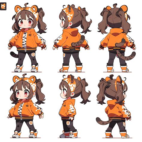 Premium Photo Colorful Female Tiger Themed Chibi Kawaii Gym