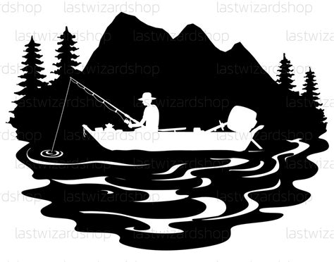 Bass Fishing Scene Svg Fisherman Svg Boat Svg Fish Svg Etsy