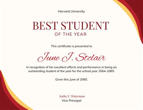 Free Certificate Of Recognition Best Student Template To Edit Online