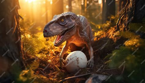 Premium Ai Image Tyrannosaurus Rex With Small Egg In Sunlight