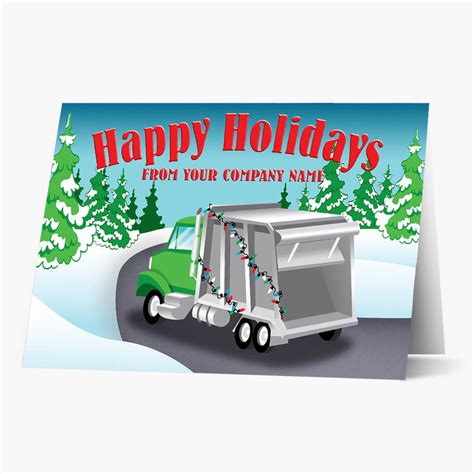 Decorated Truck Christmas Card Refuse Truck Holiday Cards