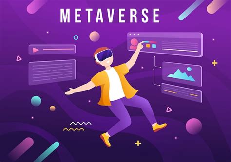 Metaverse 디지털 가상 현실 기술은 손으로 그린 그림에서 Vr 안경을 착용합니다 프리미엄 벡터