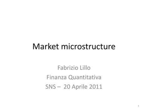 Market Microstructure