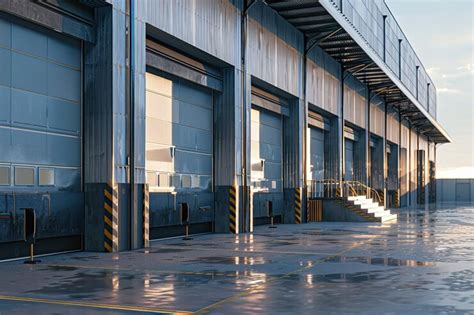 Entrance Ramps Of A Large Distribution Warehouse With Gates For Loading