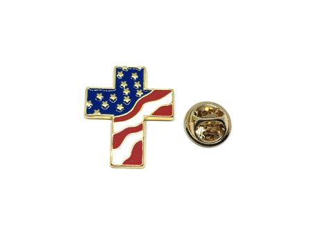 American Flag Cross Lapel Pin Finox