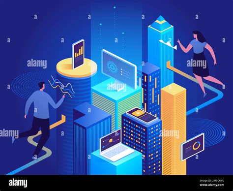 Isometric Vector Concept Of Smart City Or Intelligent Building
