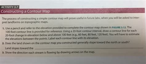 Solved ACTIVITY Constructing A Contour Map The Process Chegg