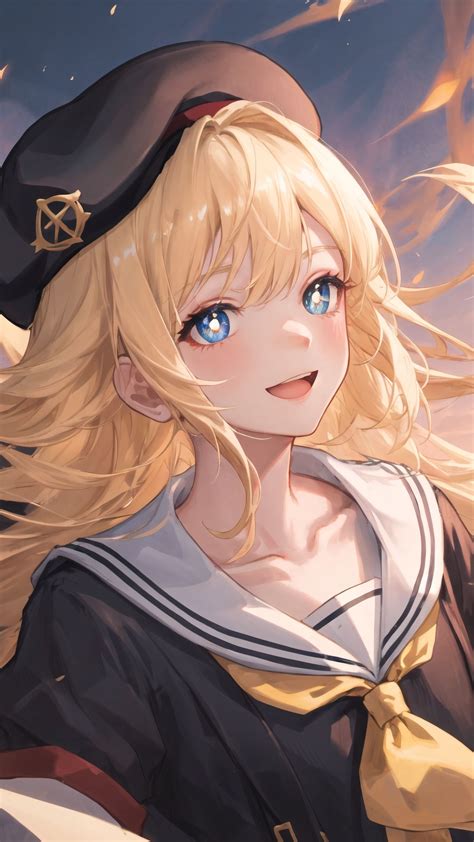 Download Wallpaper 1440x2560 Girl Sailor Suit Anime Smile Art Qhd