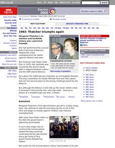 Bbc: 1983: Thatcher Triumphs Again Handout for 9th - 10th Grade | Lesson Planet