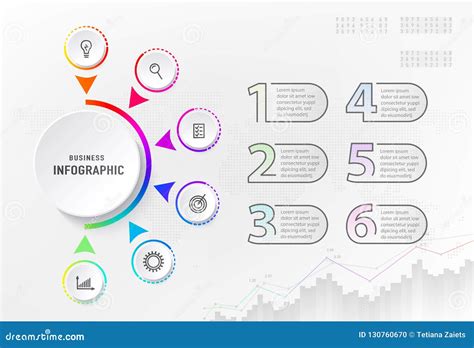Infograph Steps Element Diagram Process With Centre Circle And Numbers Graphic Chart Diagram