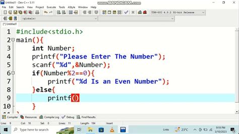 Dict Mod 1 C Program To Check Whether An Integer Is Evenodd Youtube