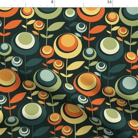 Mid Century Modern Fabric Atomic Space Age Cream By Hot Tees Etsy