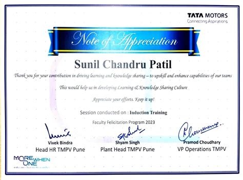 Sunil Patil On Linkedin Appreciation Certificate Of Knowledge Sharing