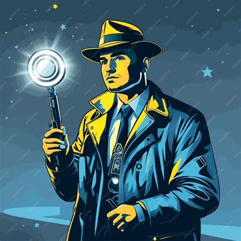 Premium Vector Detective With Flashlight At Crime Scene Illustration